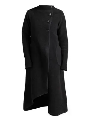 NIKKA PLACE Wool Asymmetrical Wrap Cardigan Coat - Black