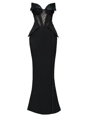 ANGELIKA JOZEFCZYK Embellished Corset Evening Gown - Black