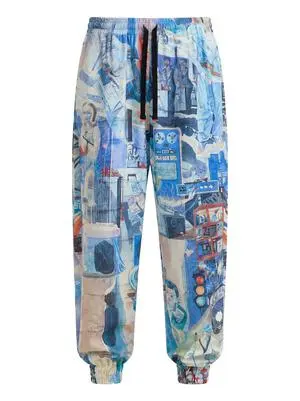 MYSIMPLICATED Graffiti Design Recycled Fabric Trousers - Blue