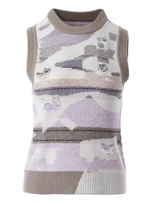 FULLY FASHIONING Malaya Inlay Knit Vest - Pink