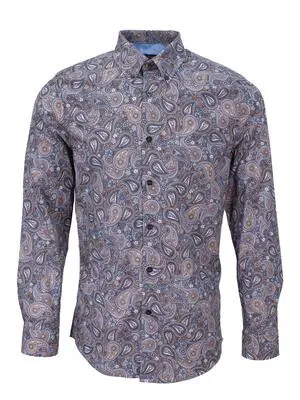 LORDS OF HARLECH Morris Trippy Paisley Shirt - Grey