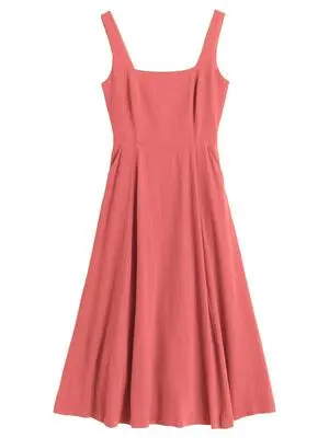 LOUCHE Baya Linen Mix Square Neck Midi Dress - Pink