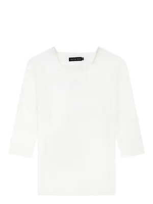 RAVE ON TREND Square Neck Ribbed Tee - White