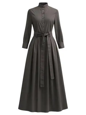 BEIRA Marina Long Pleated Shirt Dress - Brown