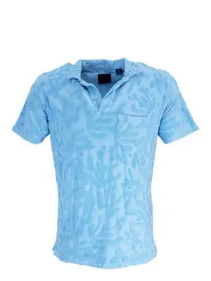 LORDS OF HARLECH Johnny Coral Towel Polo Shirt Sky - Blue