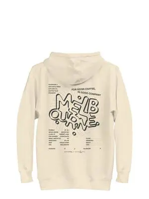 ANCHOR & CREW Gustatory Melbourne Coffee Scene Embroidered Hoodie - Brown