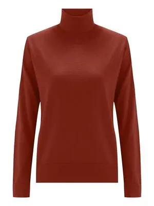 PERALUNA Valeria Fine Knit Turtleneck Pullover - Brown