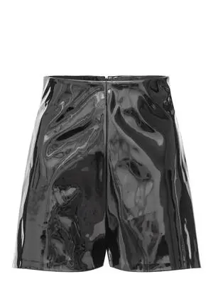 SEROTONINN High-waisted Faux Leather Shorts - Black