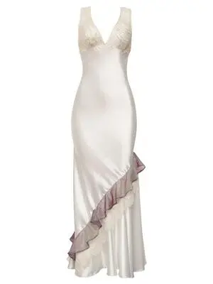PALOMA LIRA Embroidered Lace Inset Dress - White