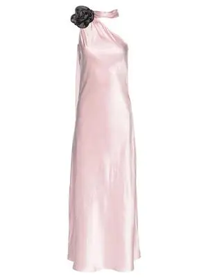 VASILIKI ATELIER Portia One-sleeve Gown With Floral Corsage - Pink