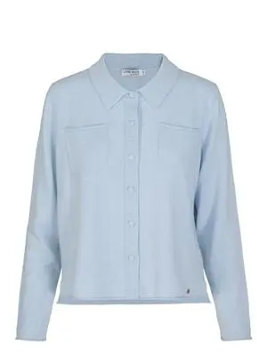 TIRILLM Nadine Collared Cardigan With Pockets - Blue