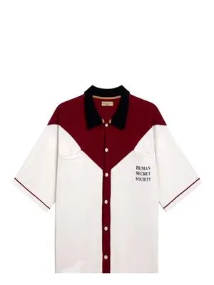 HUMAN SECRET SOCIETY Neutrals Fisherman. Silk Linen. & Cream - Red