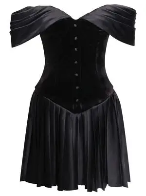 MISS CIRCLE NEW YORK Velvet Off-shoulder Mini Dress - Black