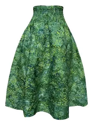 FROCK TALES Orchid Printed Midi Skirt With Pockets - Green