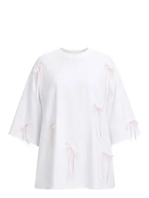 MYSIMPLICATED Oversized Ribbon T-shirt - White/pink