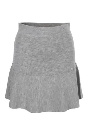 TIRILLM Anita Short Merino Wool Flared Skirt - Grey