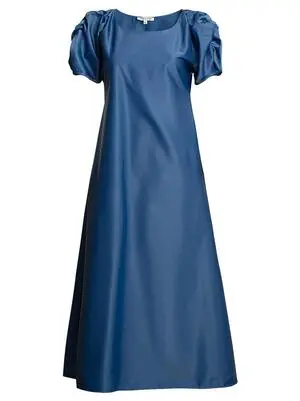 BIANCA POPP Puff Sleeve A-line Midi Dress - Blue
