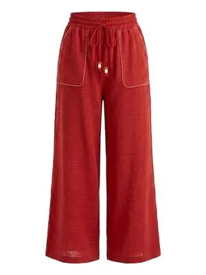 LALIPOP DESIGN Muslin Wide-leg Pants - Red