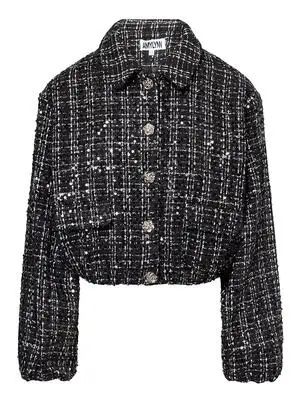 AMY LYNN Sequin Boucle Cropped Jacket - Black