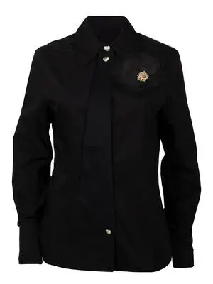 LAINES LONDON Couture Tie Shirt With Corsage - Black