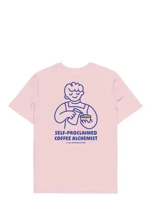 ANCHOR & CREW Cotton Gustatory Coffee Alchemist Organic Cotton Embroidered T-shirt - Pink