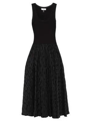 NISSA Floral-jacquard Midi Dress - Black