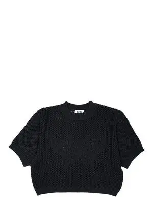 GIGI KNITWEAR Butterfly Cotton Knit T-shirt - Black