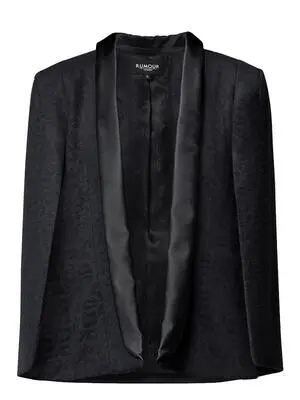 RUMOUR LONDON Stephanie Wool Tuxedo-style Cape - Black