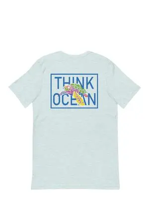 ANCHOR & CREW Ice Think Ocean Turtle Fluorescence Cotton Embroidered T-shirt - Blue