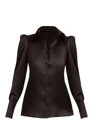 TIA DORRAINE Royal Fitted Satin Shirt