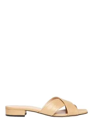 MIYANA BERLIN Imani Croc-effect Leather Slides - Beige/black