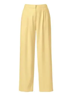 AGGI BY HALEWSKI Omena Butter Wide Leg Trousers With Slits - Yellow