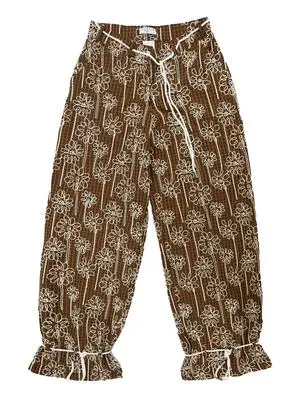 28NATELIER Embroidered Rope Pants - Brown/red