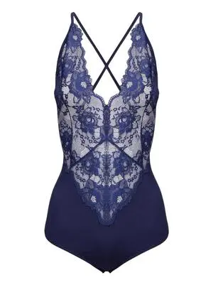 OH!ZUZA NIGHT&DAY Bodysuit With Lace Detail - Blue
