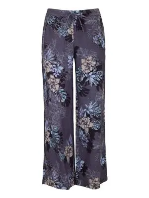 LORDS OF HARLECH Lillian Exotic Floral Wide-leg Pant - Black