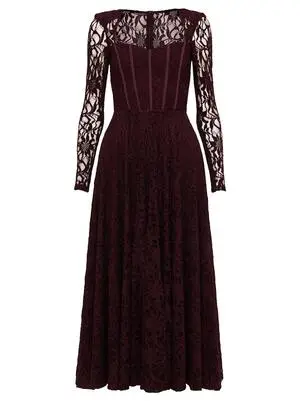 NISSA Lace Midi Dress - Purple