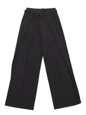 CIRCULAR PATH Satin Waistband Pinstripe Pant - Black