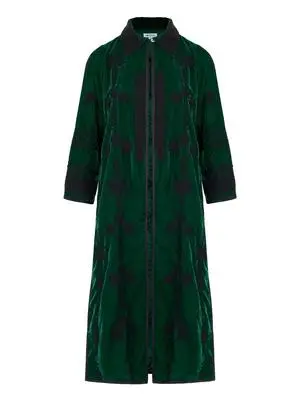 ANTRA DESIGNS Silk Velvet Coat Dress - Green