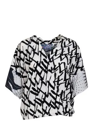 ARTISTA Printed Overlapped Blouse - Black