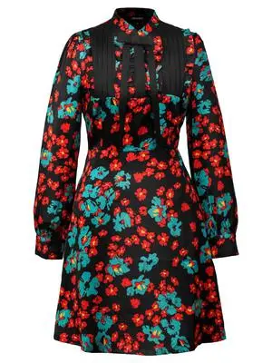 SMART AND JOY Flower Print Mini Dress - Black