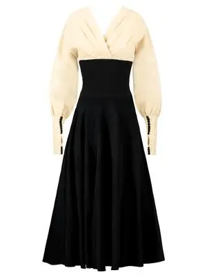 ALINA CERNATESCU Cotton Corset Midi Dress - Black