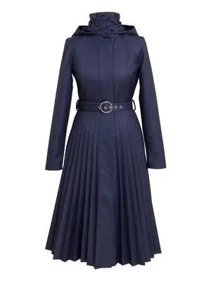 RAINSISTERS Fit & Flare A-line Coat With Pleated Skirt - Blue