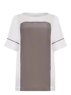 HELENE GALWAS Kaja" Two-tone Silk Shirt - Grey
