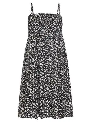 REISTOR Ruched Strappy Mini Crepe Dress - Black
