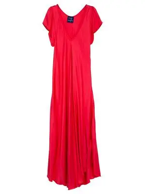 TANTRA SPAIN SL Long Silk V-neck Dress - Red