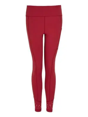 PERKY PEACH High Rise Laser Full Length Leggings - Red