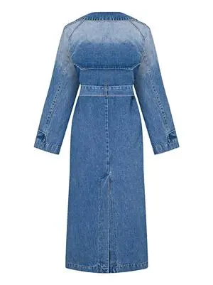 GOC DENIM Oversized Denim Trench Coat - Blue