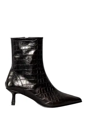 BLANKENS The Miranda Croc Ankle Boots - Black