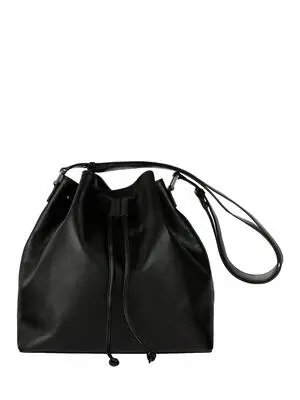 TIME RESISTANCE Leather Bucket Bag Black
