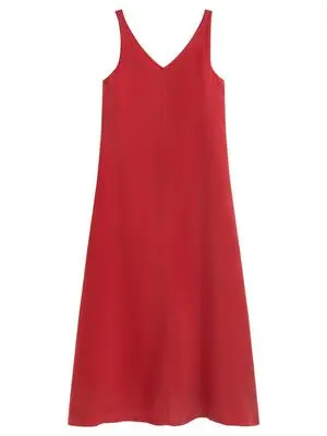 THINKING MU Cupro Sade Long Dress - Red